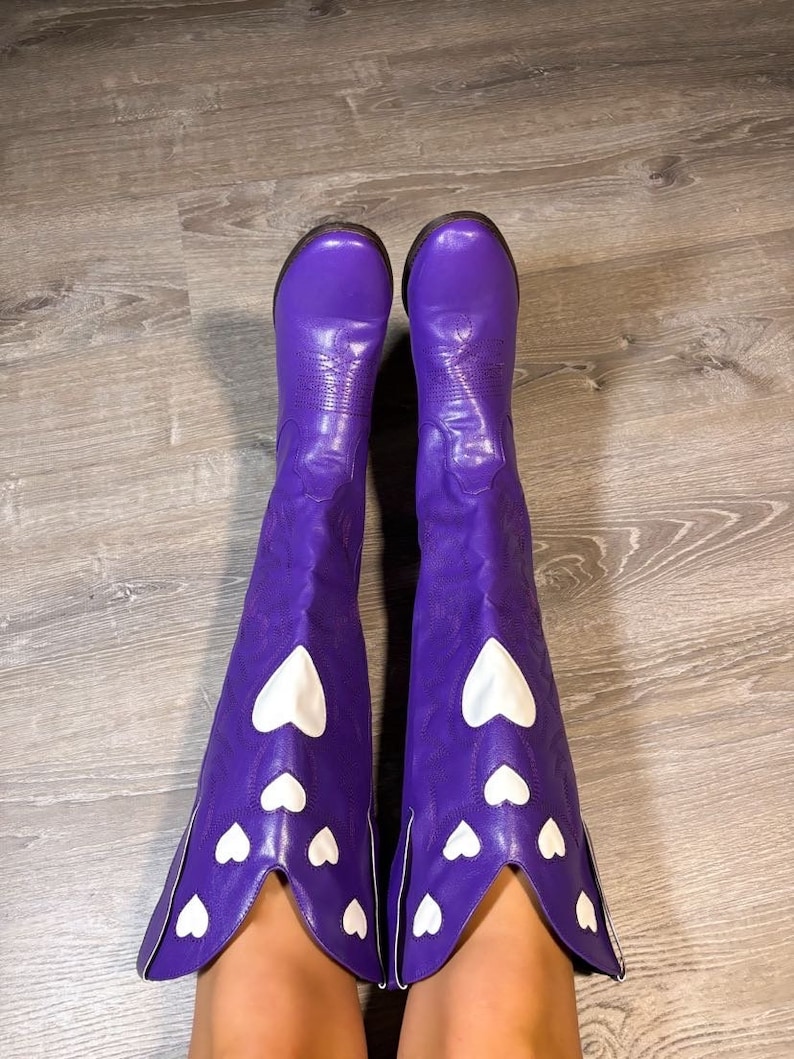 Purple Cowgirl Boots, Purple Heart Western Boots - Etsy
