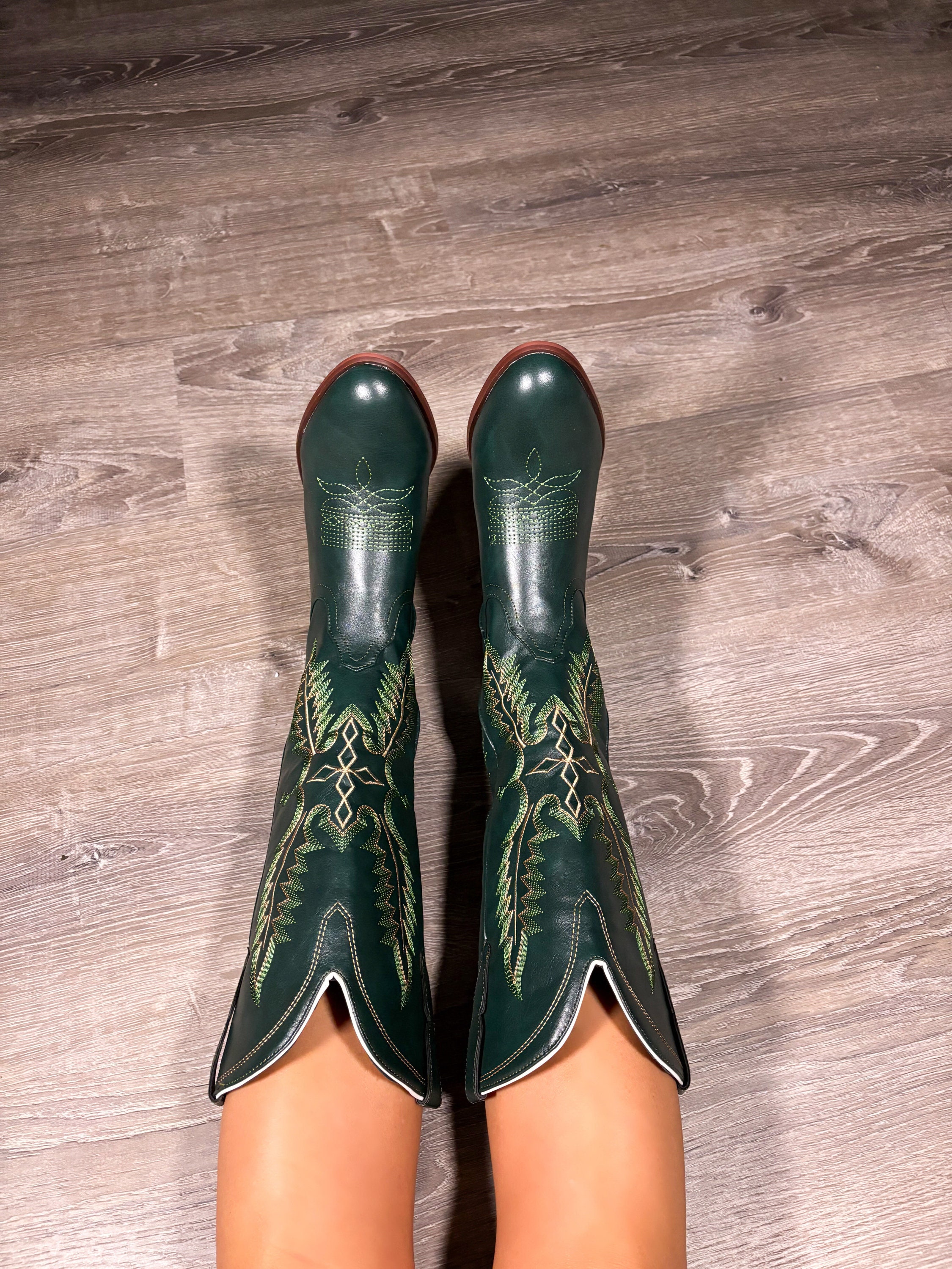 Green Cowgirl Boots, Cowboy Western Boots - Etsy
