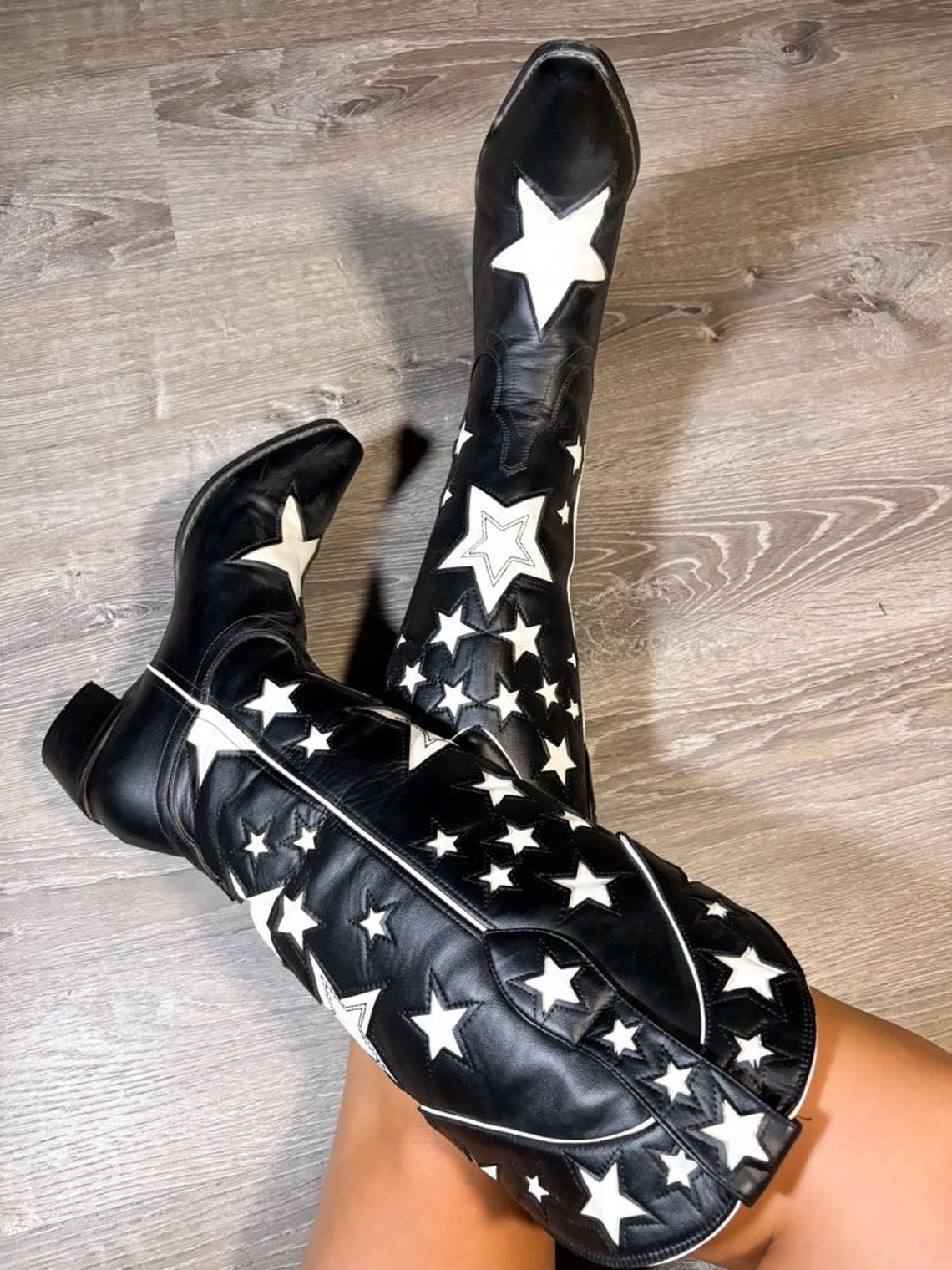Black Cowgirl Boots, Star Western Cowboy Boots - Etsy