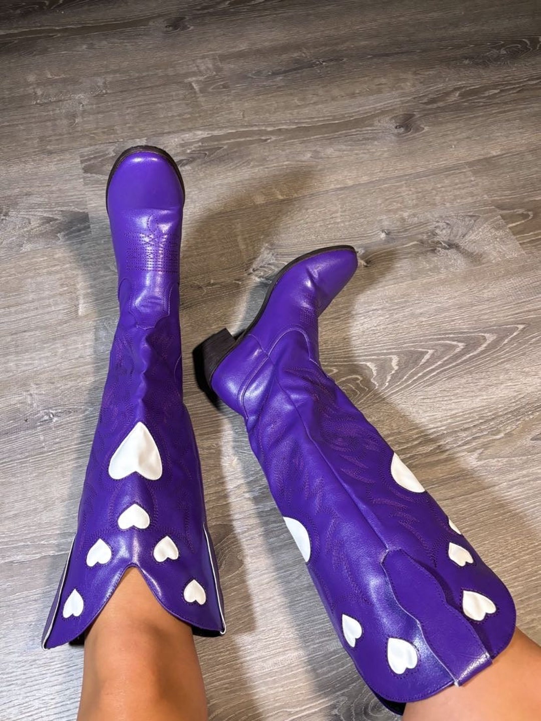 Purple Cowgirl Boots, Purple Heart Western Boots - Etsy