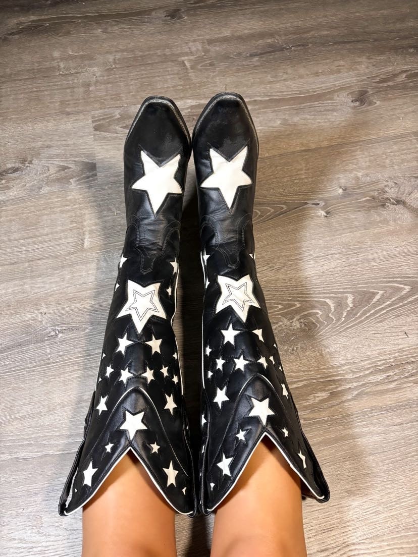 Black Cowgirl Boots, Star Western Cowboy Boots - Etsy