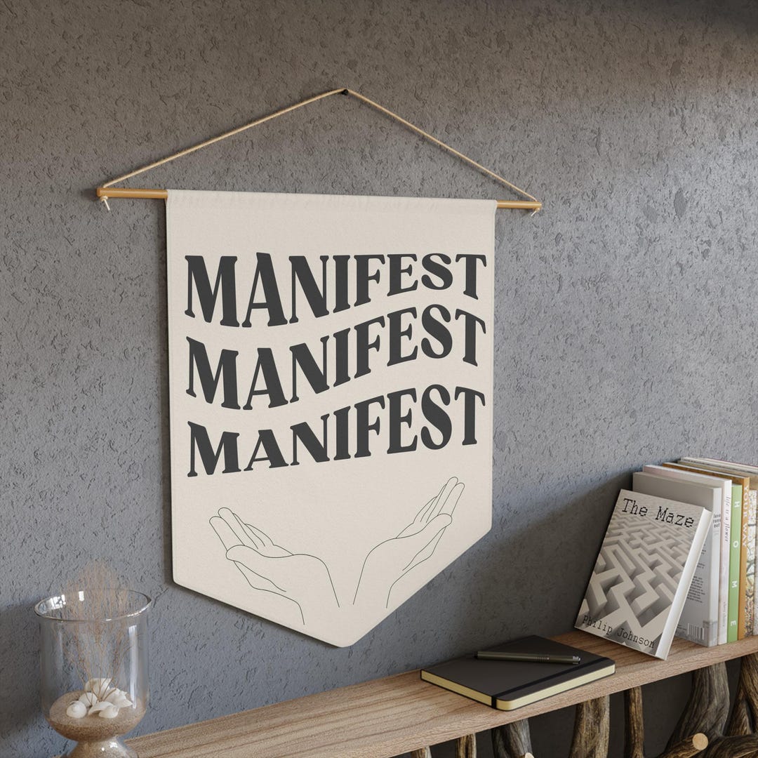 Manifest Pennant, Positive Energy Wall Banner, Law of Attraction Home ...