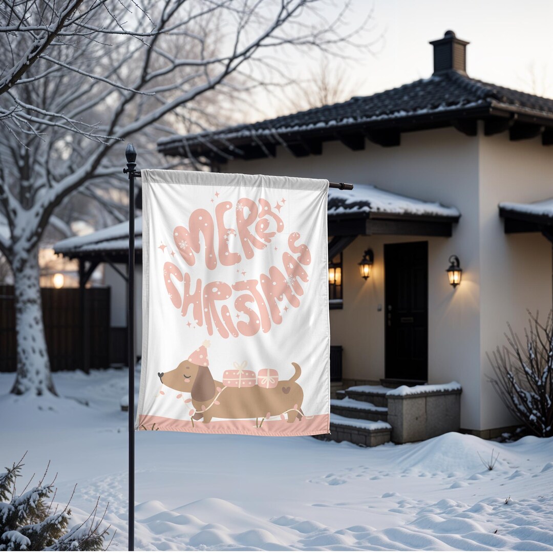 Dog Christmas Flag, Christmas Outdoor Flag, Holiday House Banner ...
