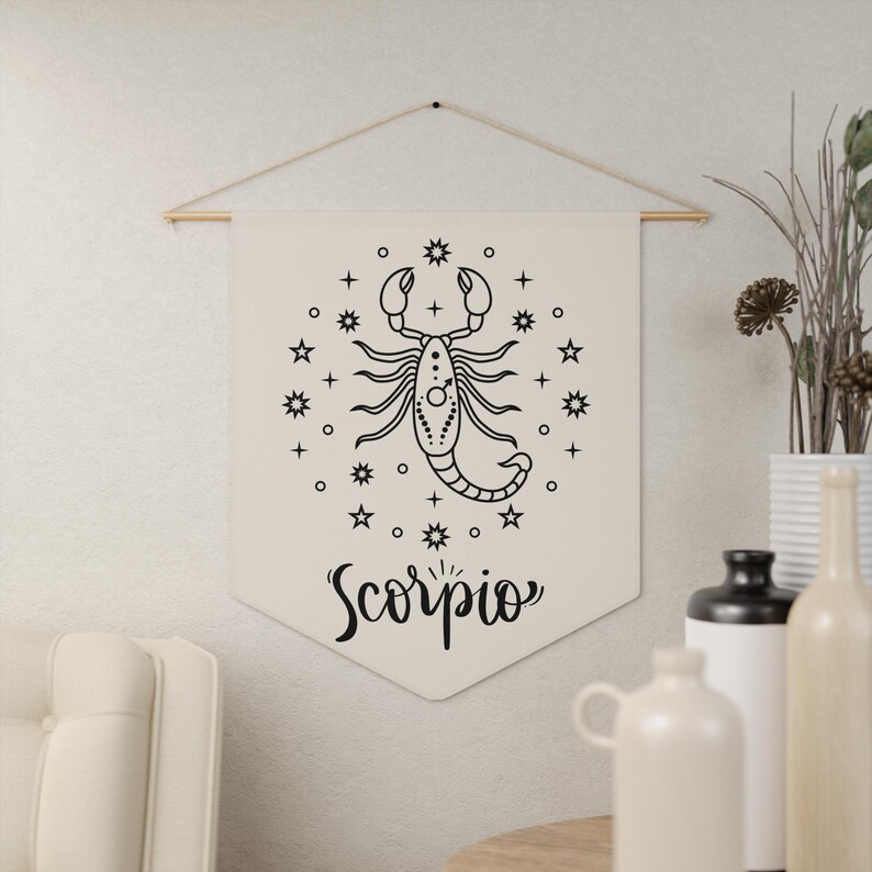 Scorpio Zodiac Pennant, Scorpio Wall Hanging for Meditation and ...