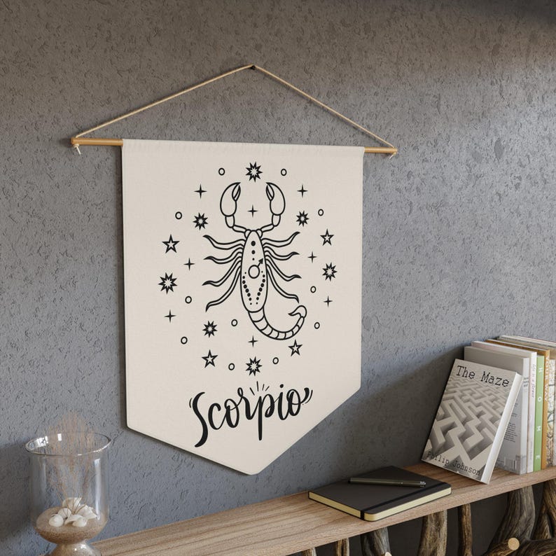 Scorpio Zodiac Pennant, Scorpio Wall Hanging for Meditation and ...