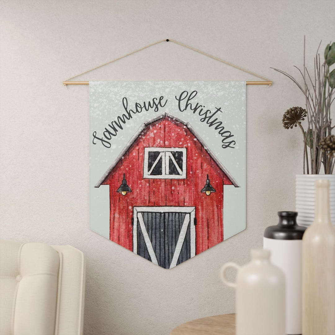Farmhouse Christmas Pennant, Holiday Banner, Winter Wall Decor, Rustic ...