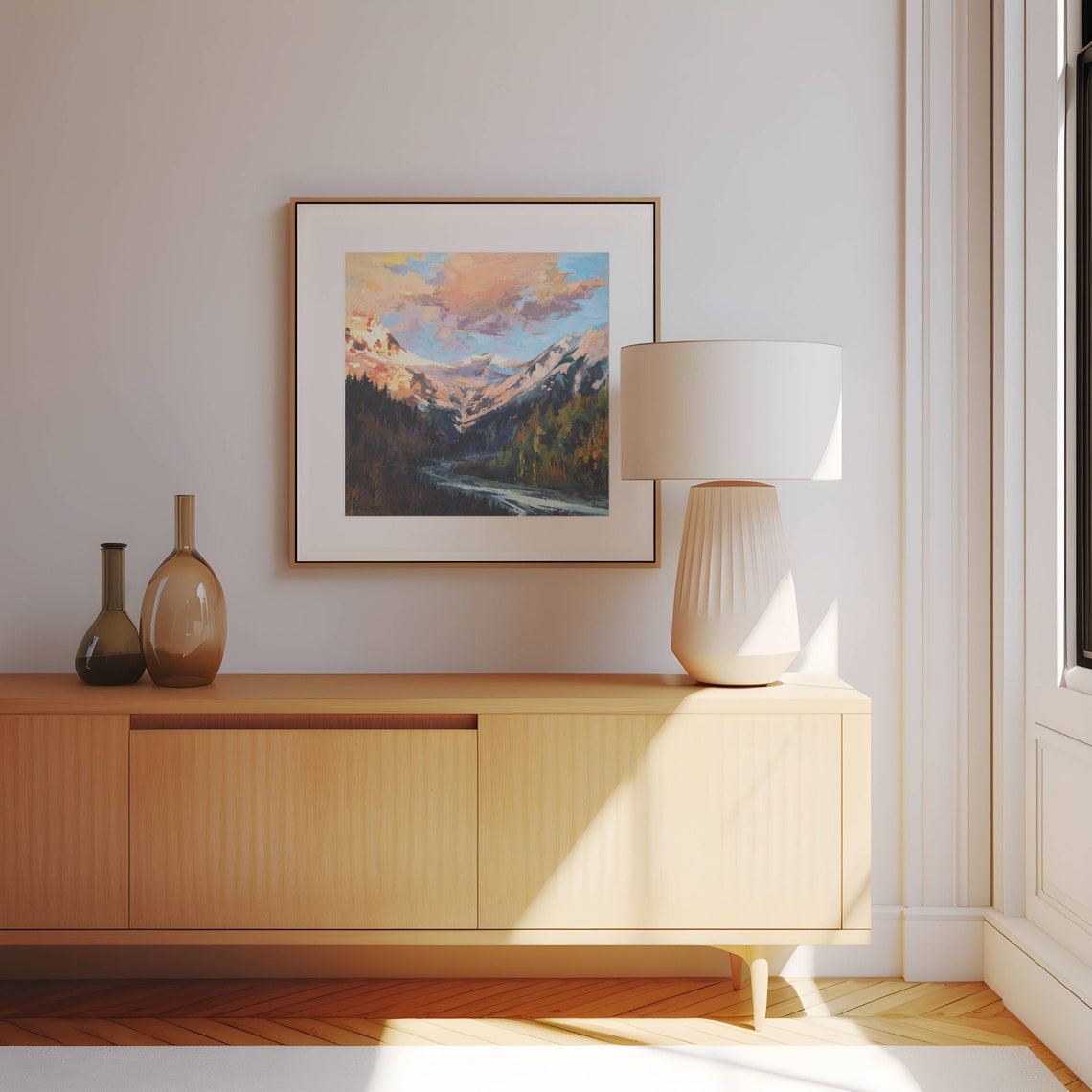 Colorado Mountains Art Print Sunrise Landscape Artwork Midcentury Home ...