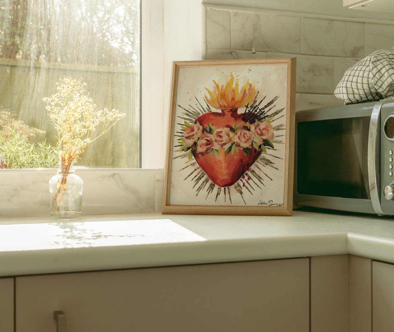 Mary's Blessed Heart Painting | Devout Christian Art Print | Catholic ...