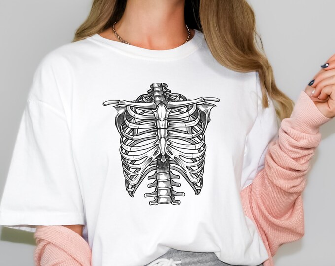 Skeleton Rib Vintage Graphic T-shirt, Rib Cage Shirt, Retro Skeleton ...