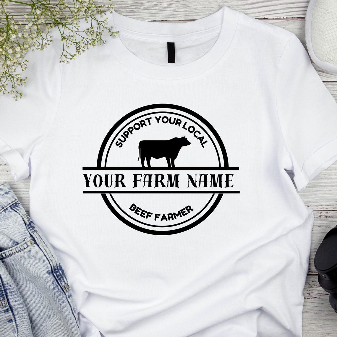 Cattle Farm Custom T-shirt, Personalized Rancher Tee, Beef Farmer Gift ...