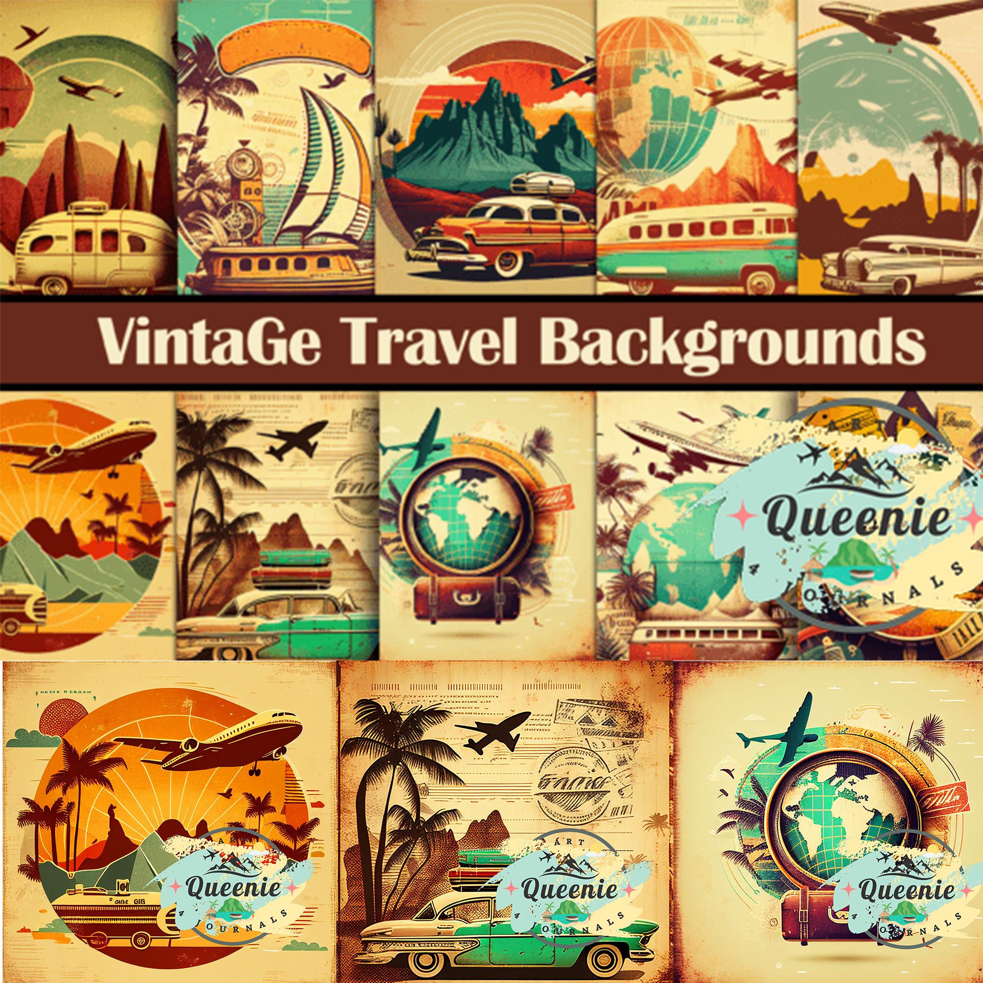 Retro Travel Vintage, Travel Wallpaper, Travel Digital Paper, Digital ...