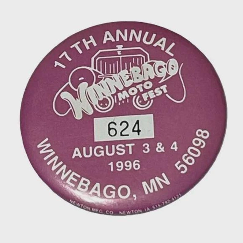 17th Annual Winnebago Moto Fest Vintage Pinback Button 1996 - Etsy