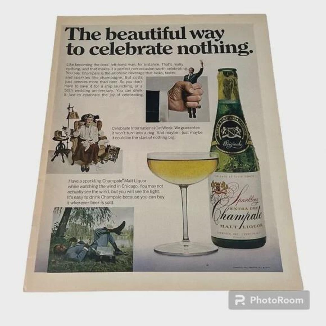 1970 Sparkling Extra Dry Champale Malt Liquor Original Vintage Print Ad ...