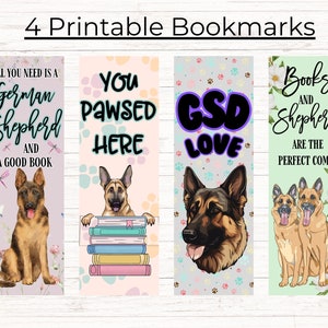German Shepherd Inspired Printable Bookmarks for Readers and Dog Lovers ...