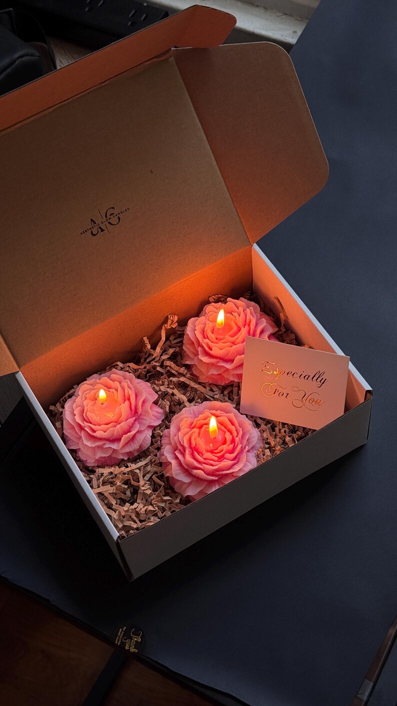 Gift Set of Three Flower Candles - Etsy