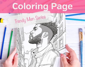 Trendy Man Portrait - Adult Coloring Page - Printable | Letter Size ...