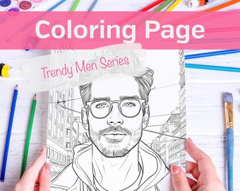 Trendy Man Portrait - Adult Coloring Page - Printable | Letter Size ...