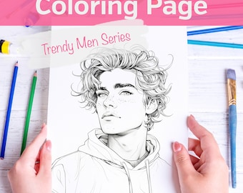 Trendy Man Portrait - Adult Coloring Page - Printable | Letter Size ...
