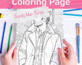 Trendy Man Portrait 7 - Adult Coloring Page - Printable | Letter Size ...