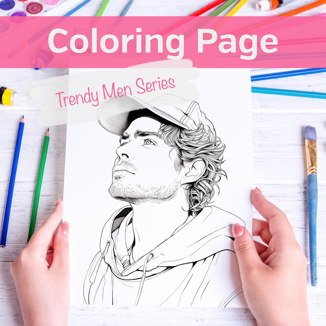 Trendy Man Portrait 3 - Adult Coloring Page - Printable | Letter Size ...