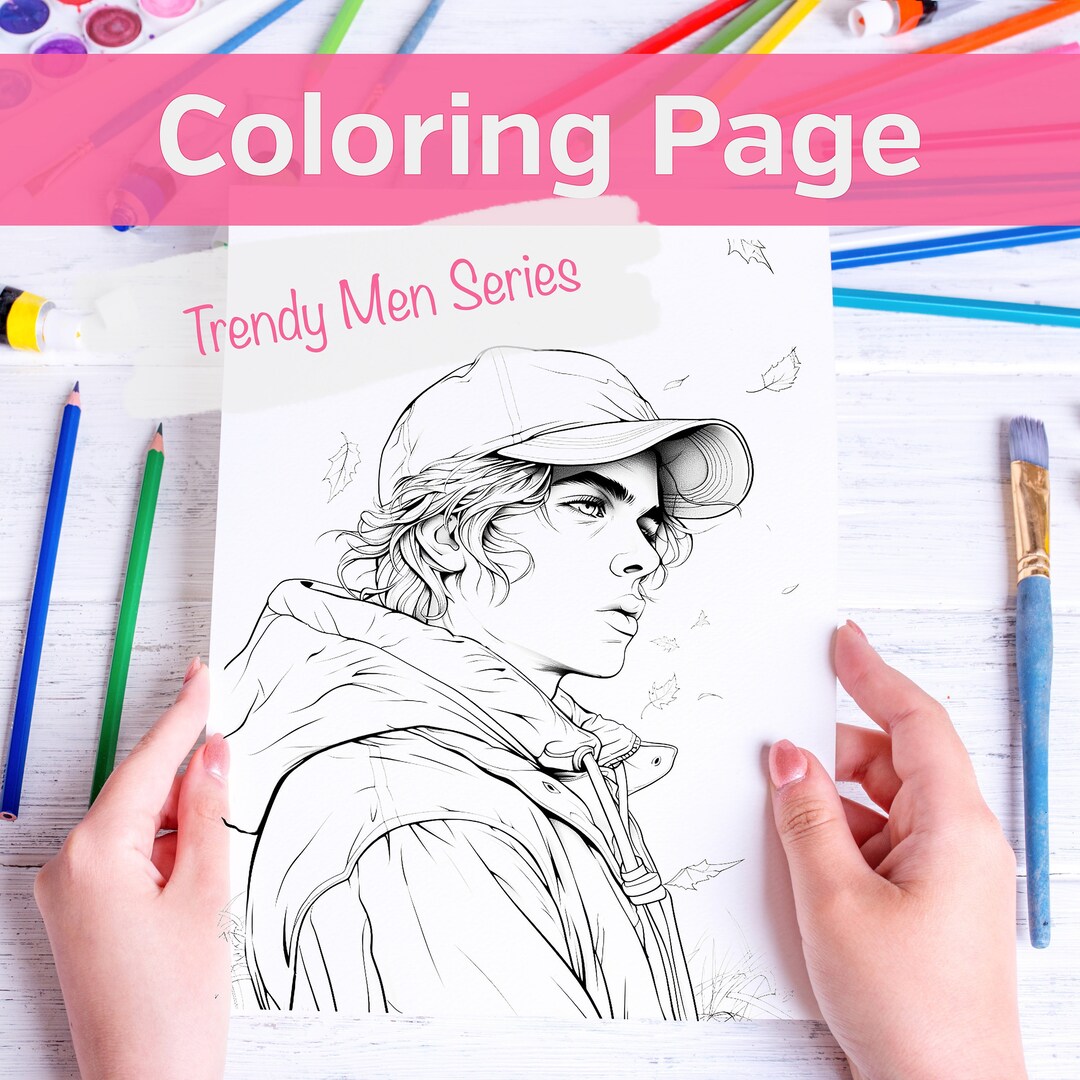 Trendy Man Portrait 7 - Adult Coloring Page - Printable | Letter Size ...