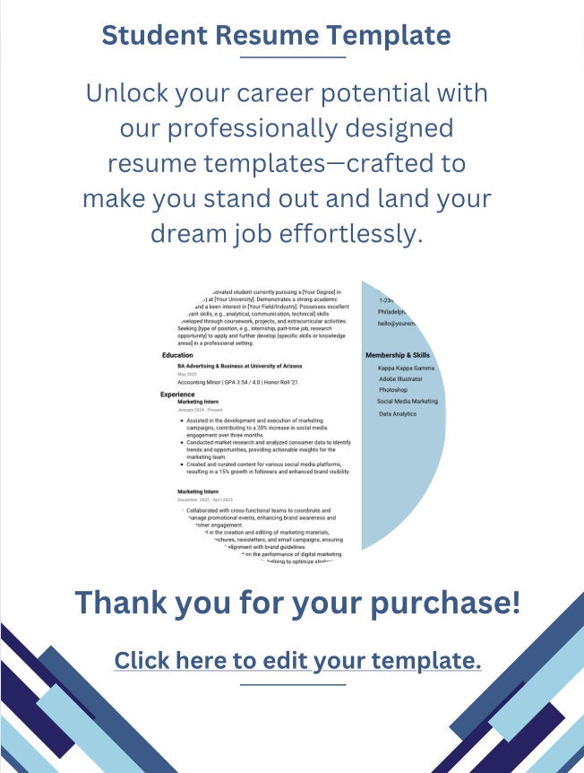 Student Resume Template - Super Easy to Use! - Etsy
