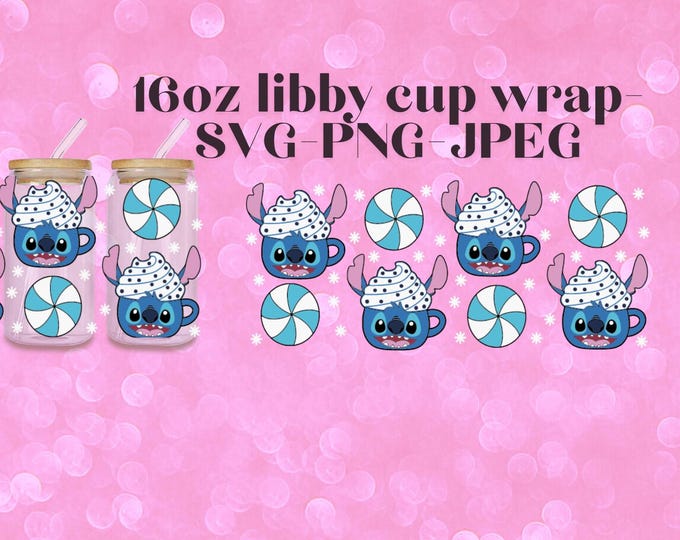 Stitch Hot Chocolate 16oz Libby Wrap SVG - Etsy