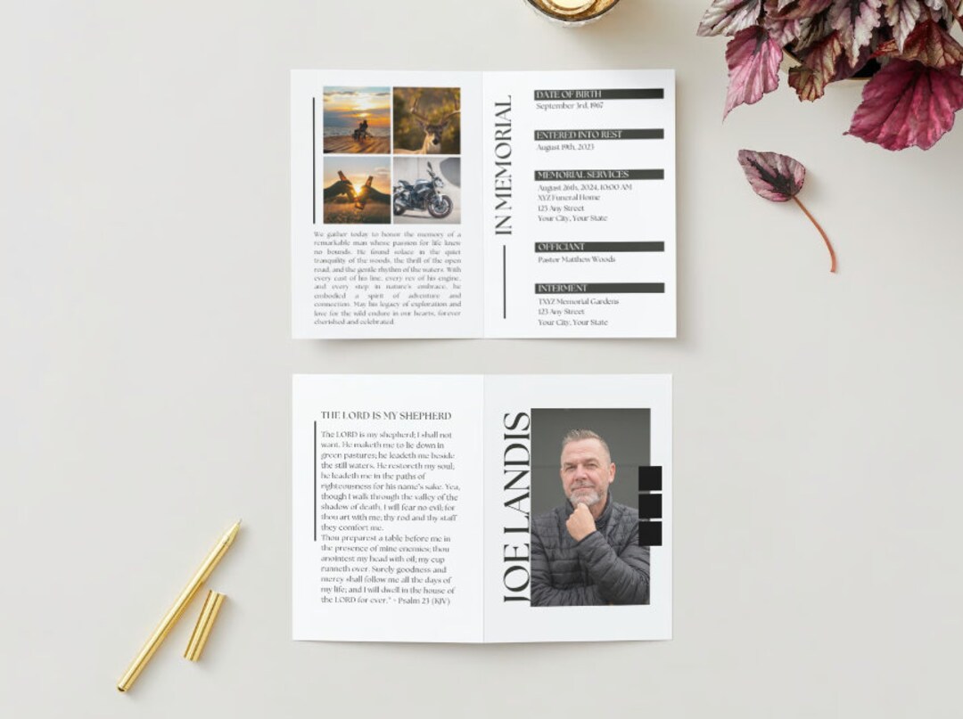 Editable Modern Funeral Program Template, Memorial Program, Memorial ...