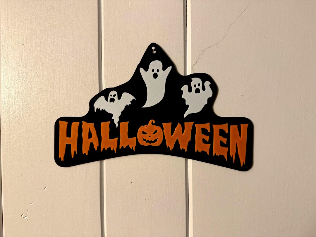 Spooky Halloween Ghost Sign, Spooky Home Decor, Ghost Hanging Sign ...