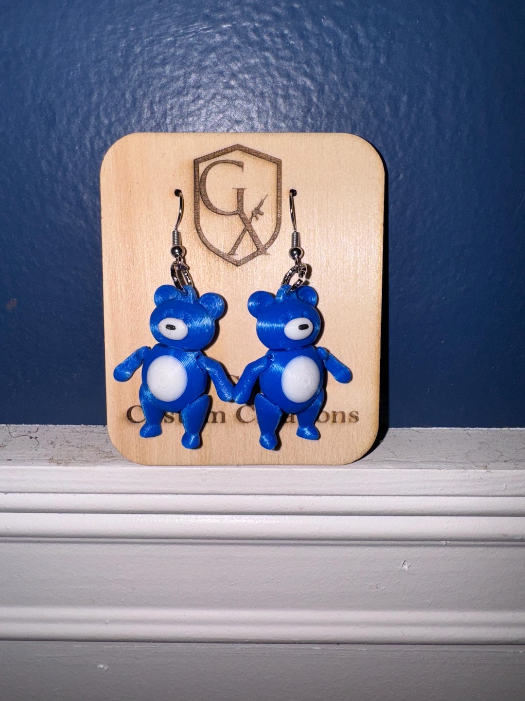 3D Printed Dangling Earrings - Articulated Teddy Bear - Etsy