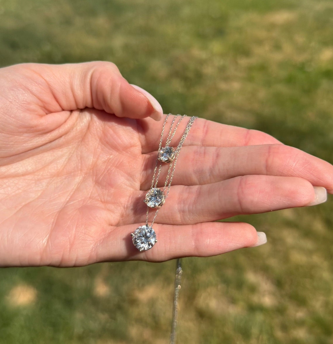 Lab Grown Diamond Solitaire Necklace Pendant/dainty Diamond Necklace ...