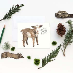 Goat Baby Card, Baby Shower Card, Pregnancy Card, Baby Goat Card, You ...
