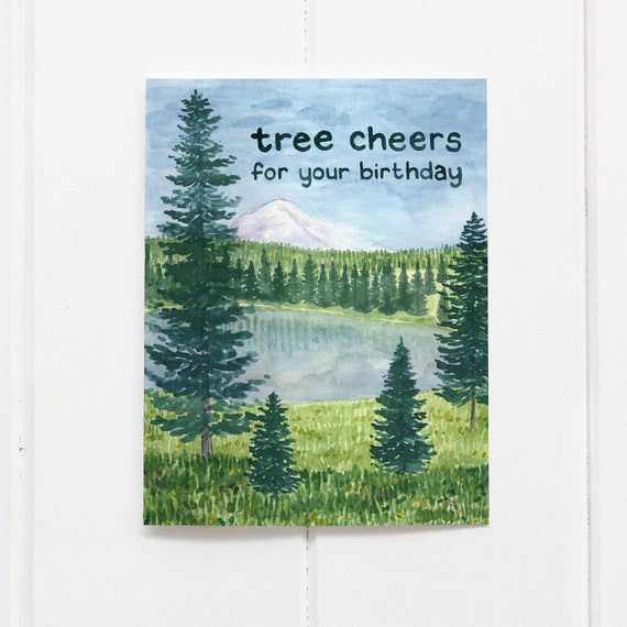 Birthday Card / Tree Pun Card / Greeting Card / Watercolor - Etsy