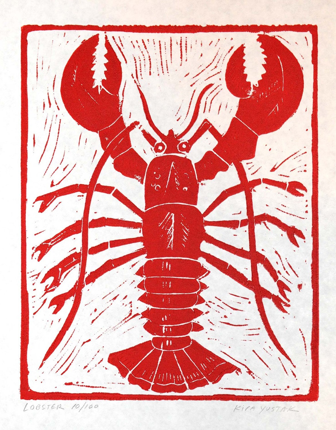 Lobster - Linocut Print - Etsy