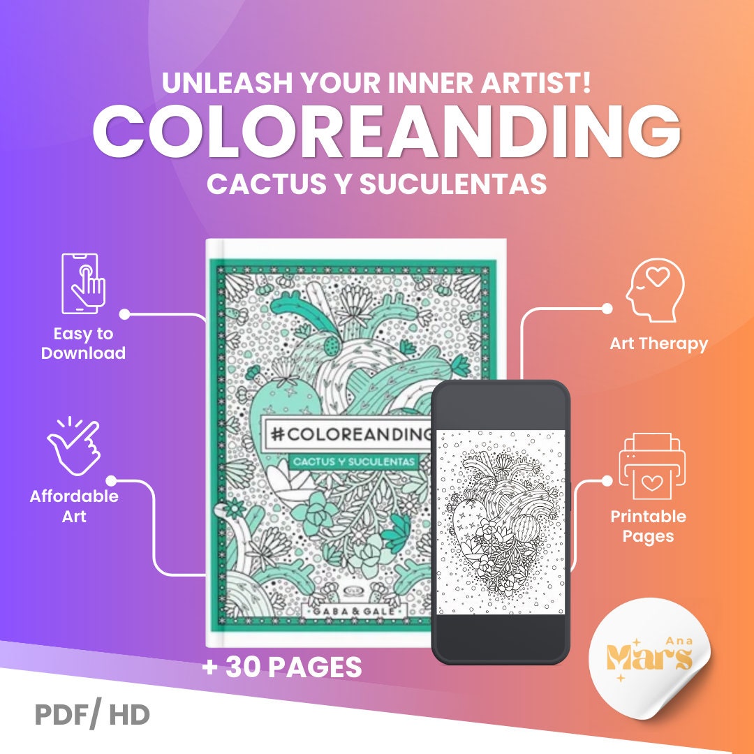 Coloreanding Cactus Y Suculentascoloring Book/printable Pdf/instant ...