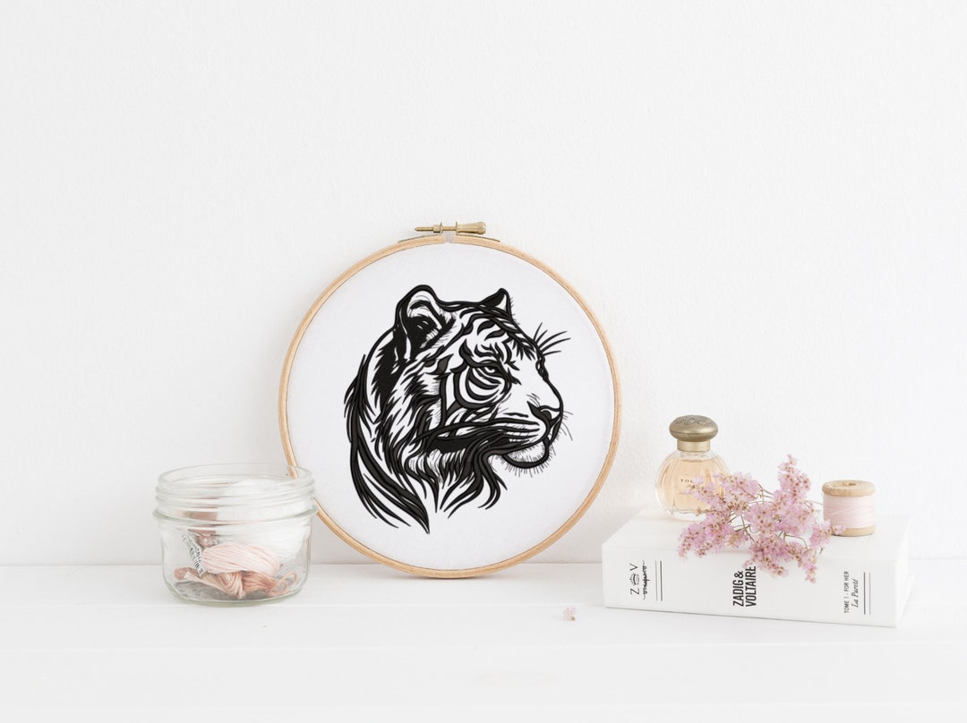 Tiger Head Embroidery Design for Towels, Pillows, Home Decor Digitized ...