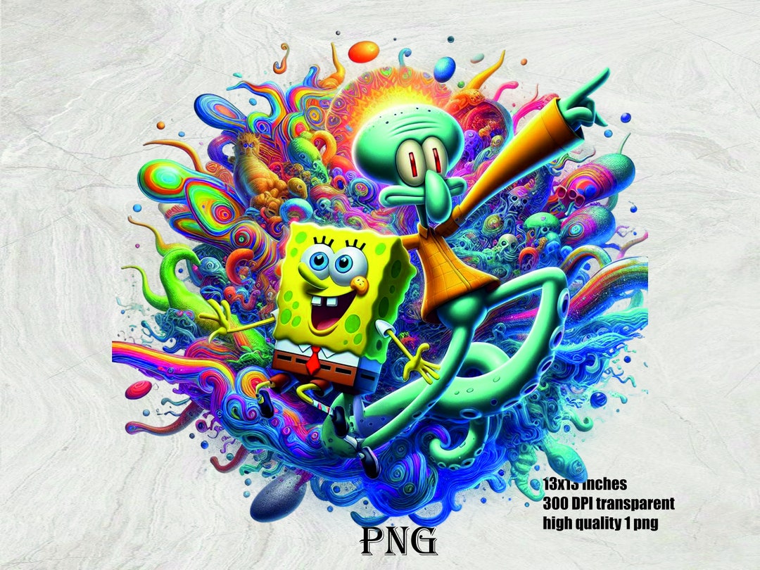 Spongebob Png,burst of Color,squidward PNG ,300 DPI 12 X 12 Inches ...