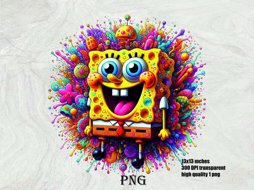 Spongebob Png,burst of Color,300 DPI 13 X 13 Inches - Etsy