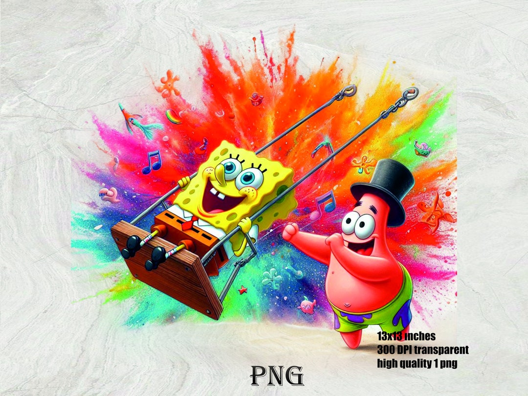 Spongebob Png,burst of Color,patrick Star PNG ,300 DPI 13 X 13 Inches ...