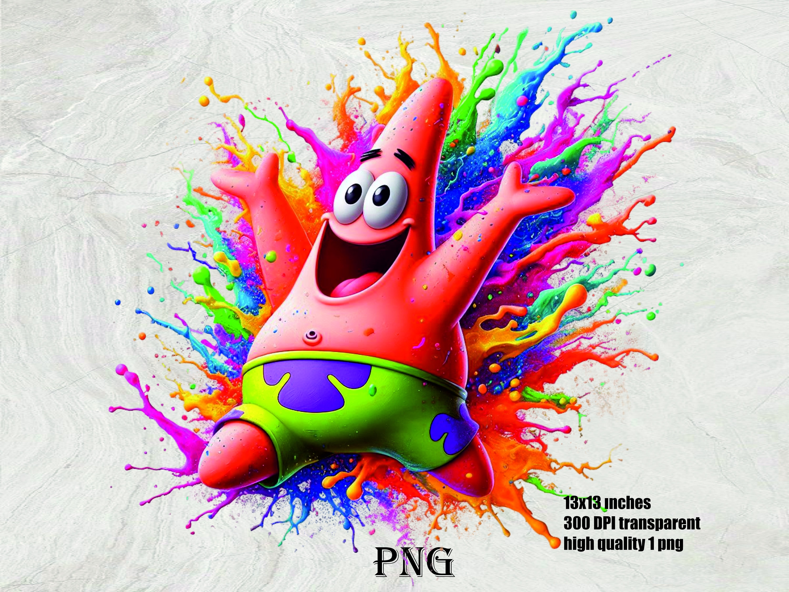 Spongebob Png,burst of Color,patrick Star PNG ,300 DPI 13 X 13 Inches ...