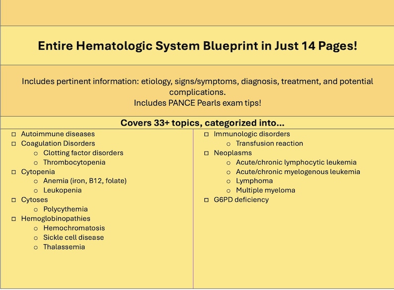 Hematologic Complete Study Sheet | Heme/onc Study Guide | Physician ...
