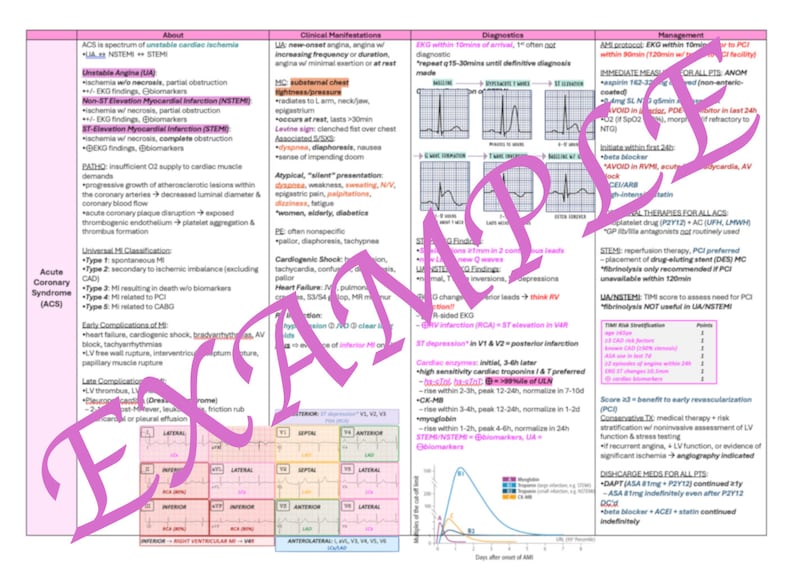 Cardiology Complete Study Sheets | Study Guide | Study Notes ...