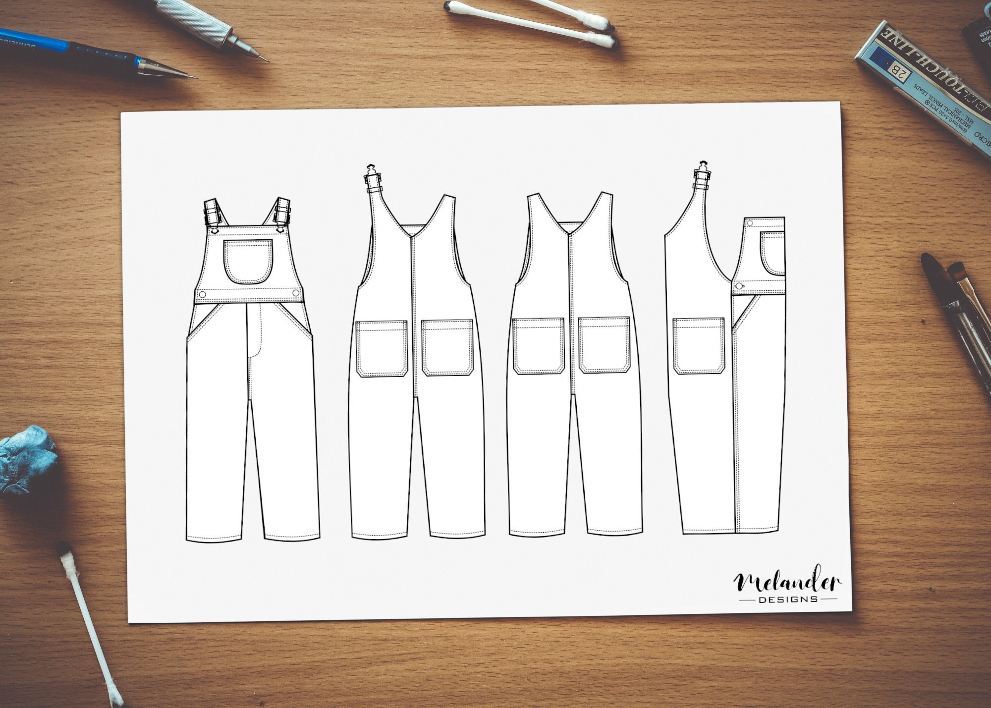 Toddler Overalls Technical Fashion Drawing - Etsy