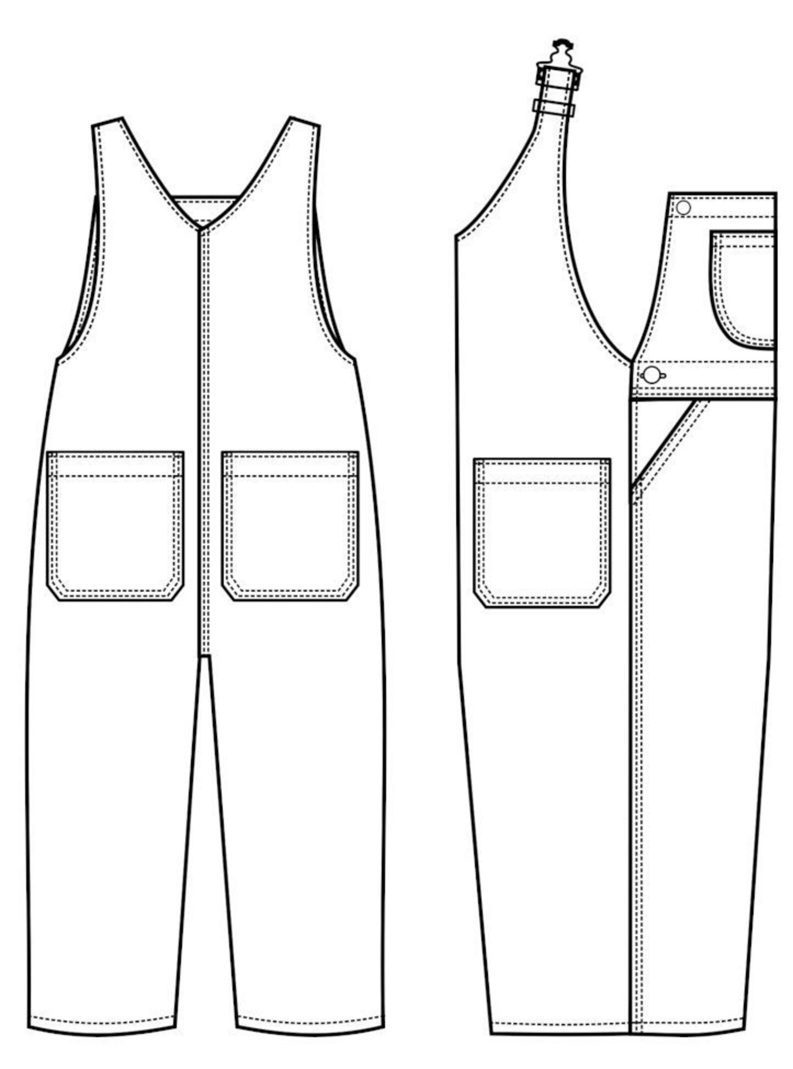 Toddler Overalls Technical Fashion Drawing - Etsy