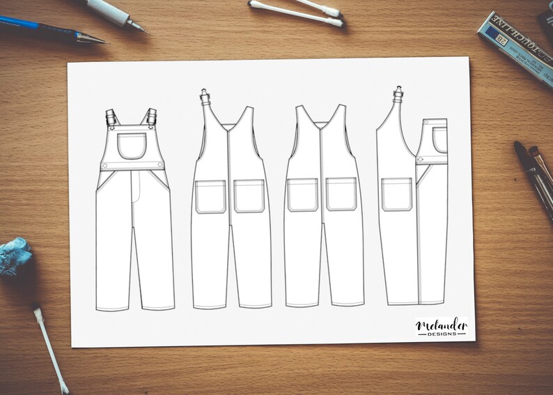 Toddler Overalls Technical Fashion Drawing - Etsy