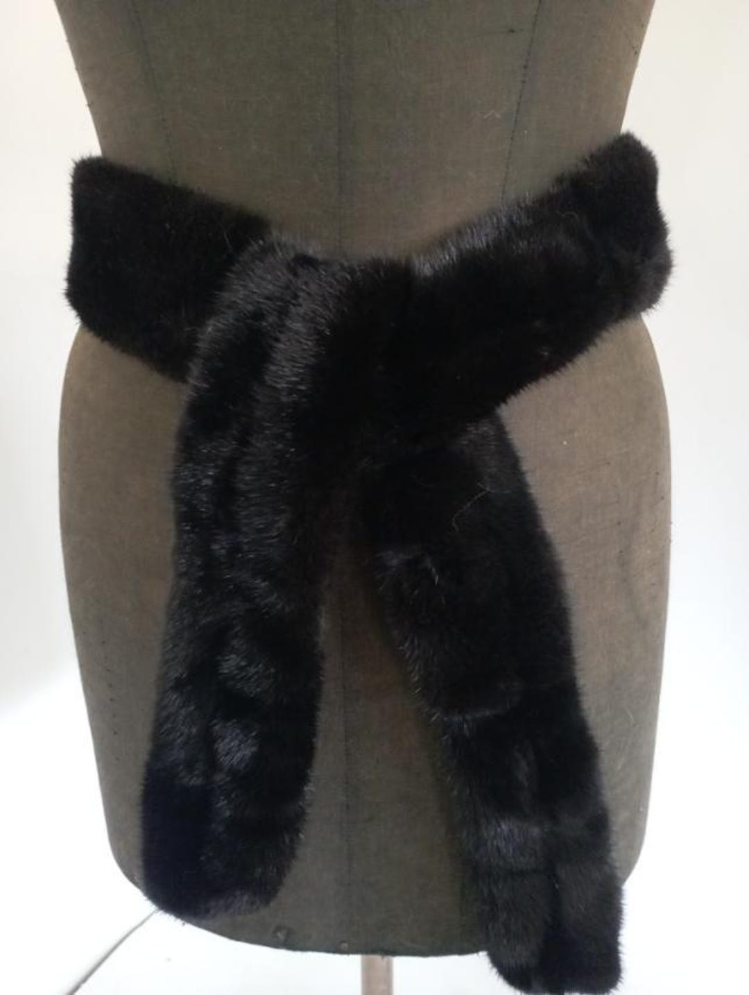 Black SAGA FURS Real Mink Fur Belt - Etsy