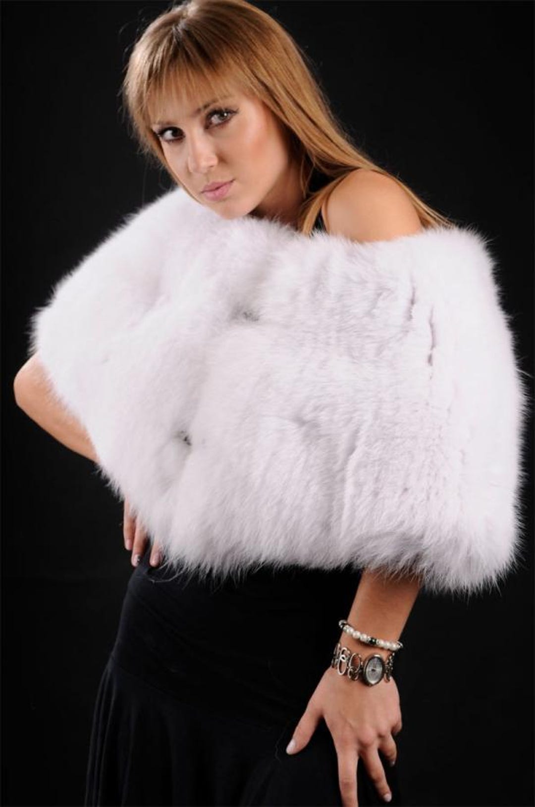 Feathered White Fox Fur Stole - Etsy
