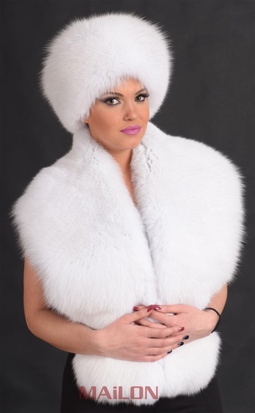 SAGA Furs White (blue Shadow) Fox Fur Collar - Etsy