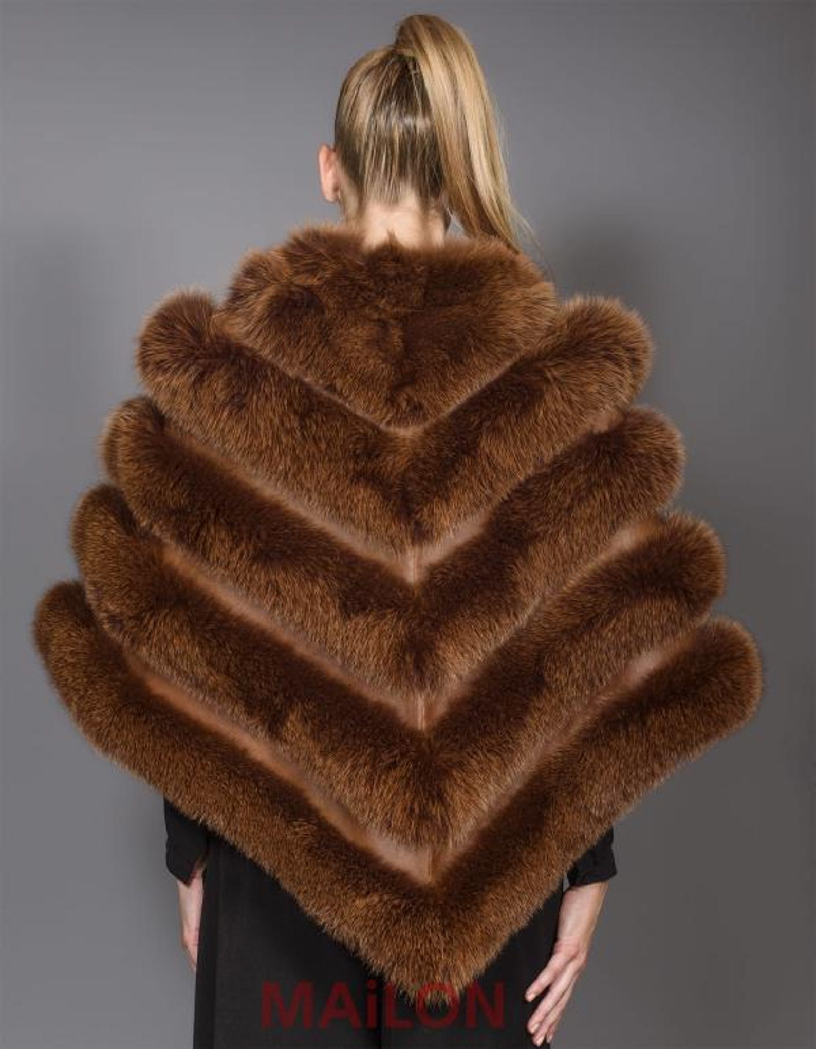 Brown SAGA Fox Fur Cape - Etsy