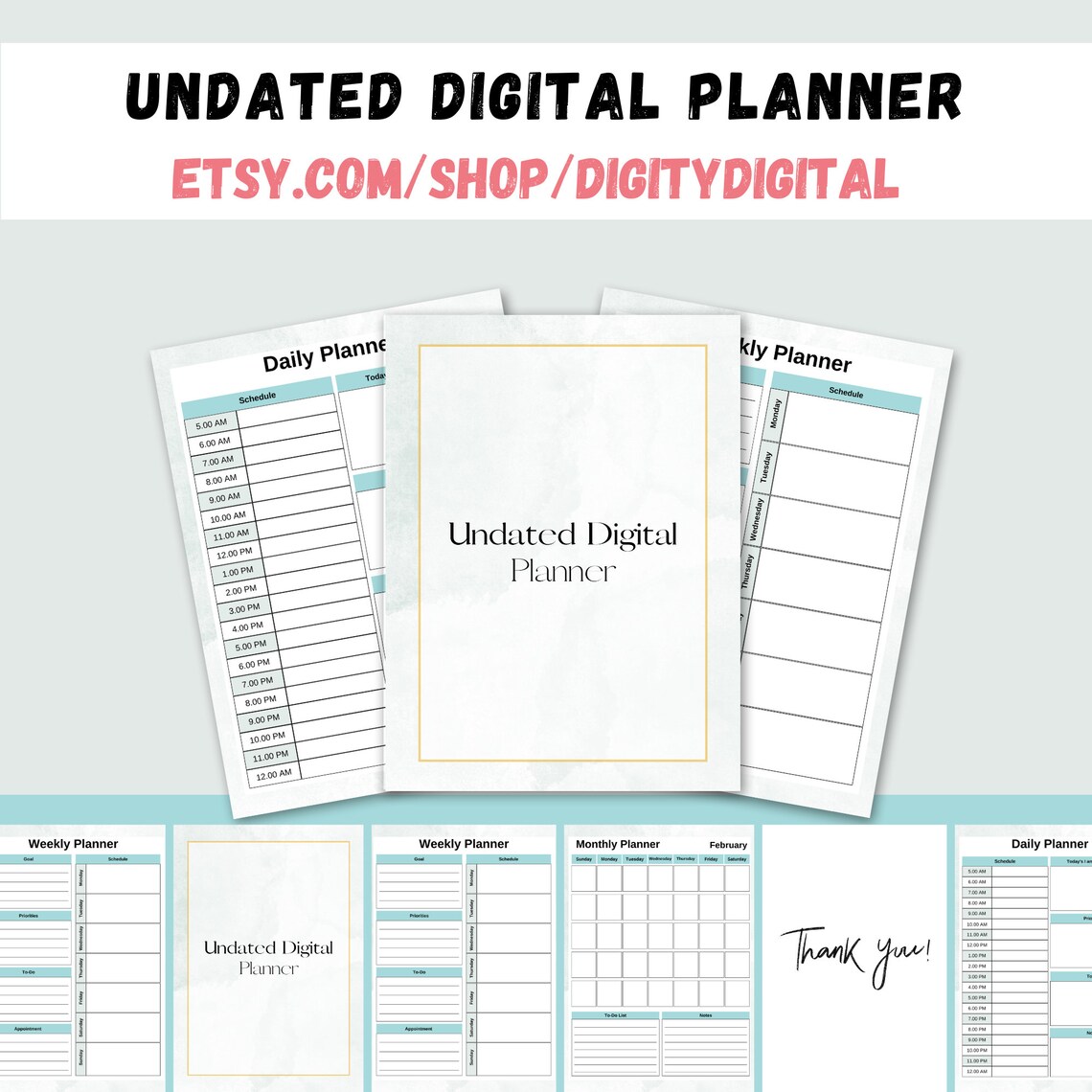 Undated Planner Printable Daily Weekly Monthly Checklist Undated ...